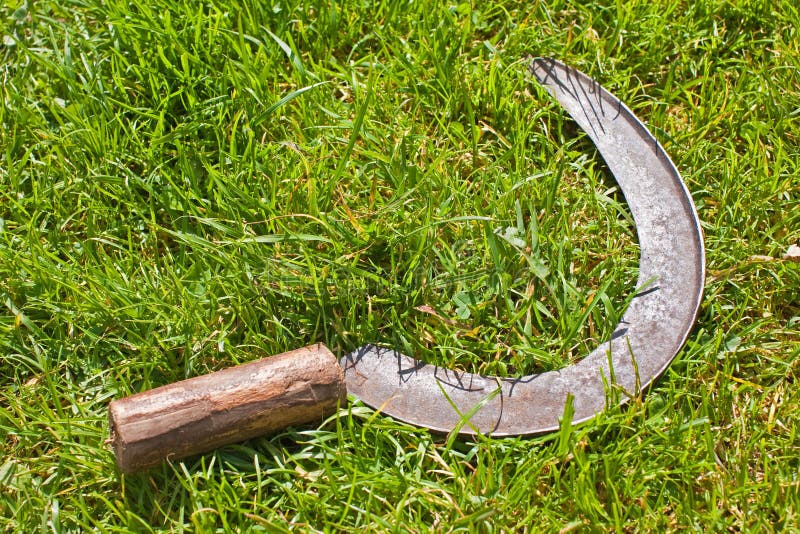 Sickle in grass stock photo. Image of handles, farming - 17991206