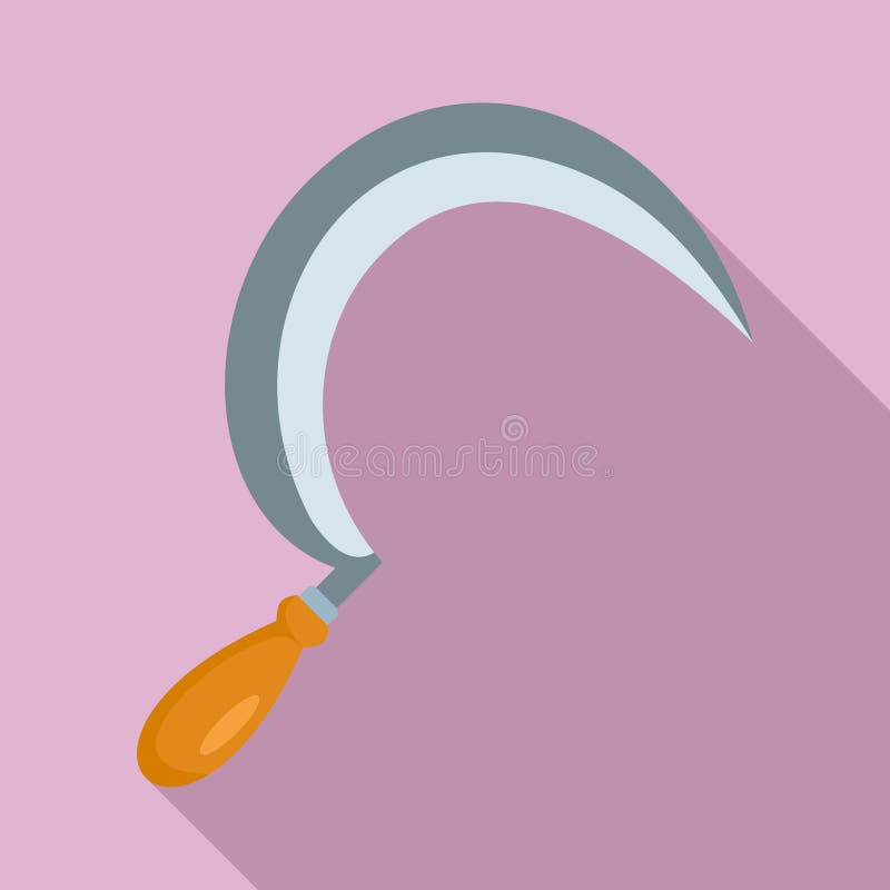 Sickle icon, flat style stock vector. Illustration of bright - 135519758