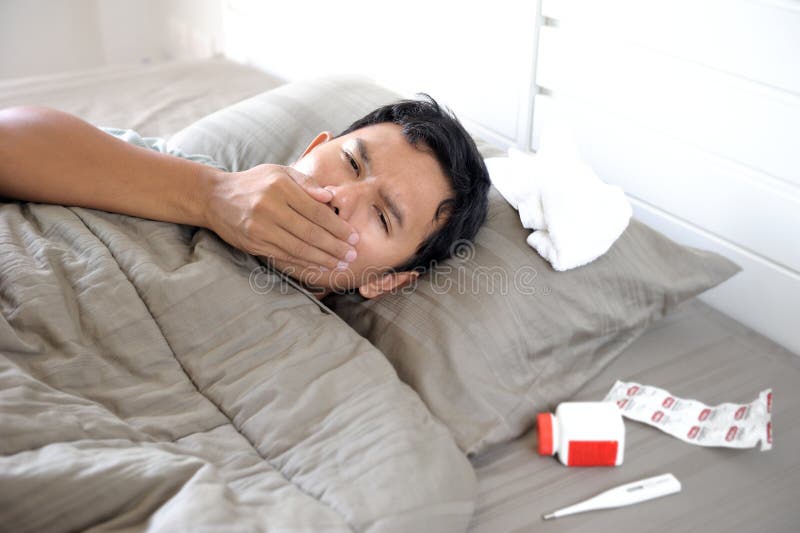 Sick in bed. stock photo. Image of antibiotic, exhaustion - 3888600
