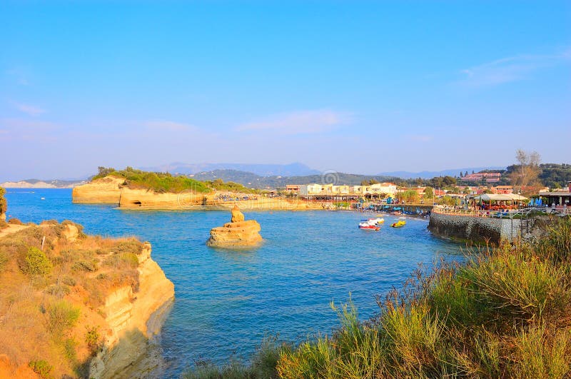 Sidari Beach, Corfu, Greece Stock Photo - Image of heaven, coastline ...