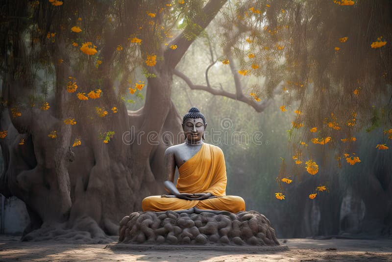 Siddhartha Gautama Enlightened Under Bodhi Tree, Generative AI Stock ...