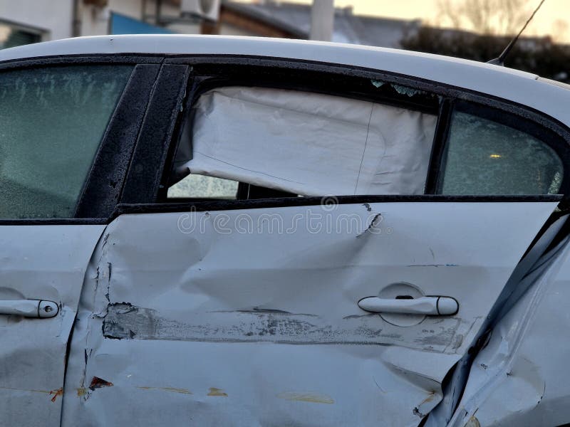 Side Airbags are Deployed and Inflated in Front of the Stock Photo ...