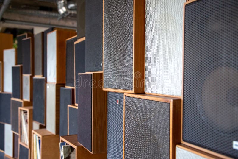 Side Angle of a Stack of Speakers Stock Image - Image of amplify ...