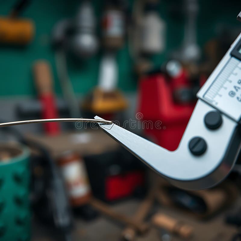 A Side Angle View of a Micrometer Measuring the Thickness of a Metal ...