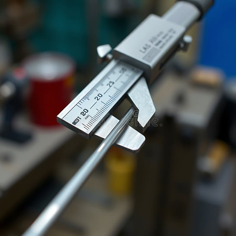 A Side Angle View of a Micrometer Measuring the Thickness of a Metal ...