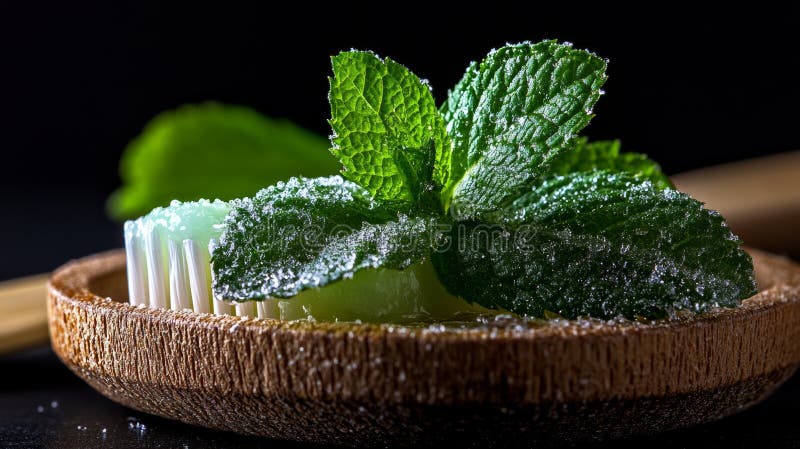A Side Angle View with Toothpaste on the Toothbrush and Some Mint ...