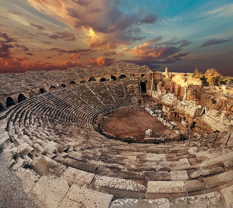 Side Antique Amphitheatre Fish Eye Top View Stock Image - Image of ...