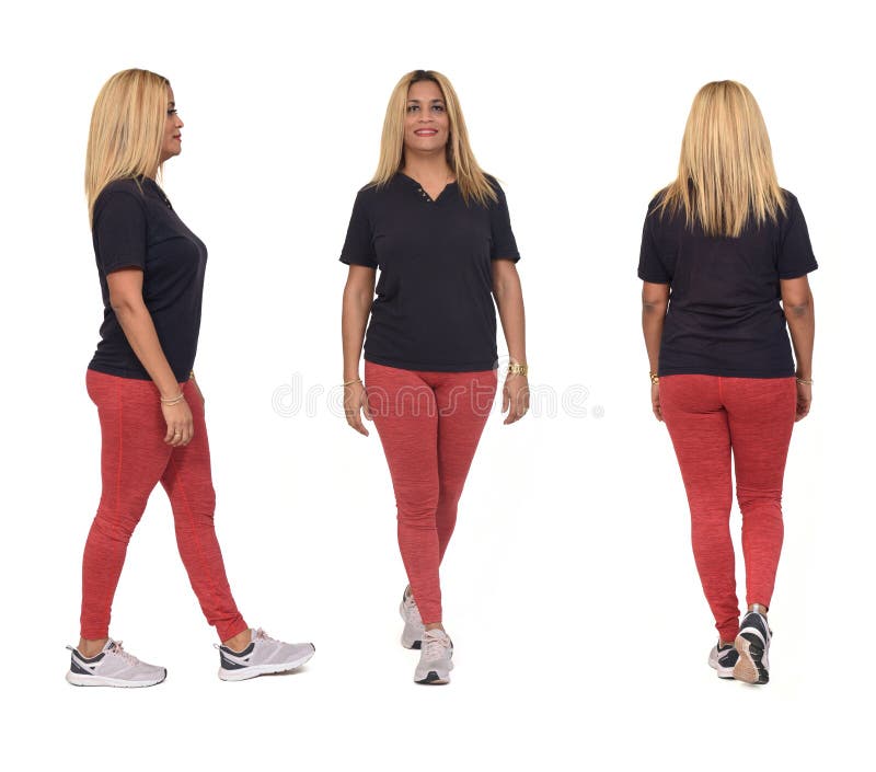 Back View of Group of Same Woman with Sportswear on White Stock Photo ...