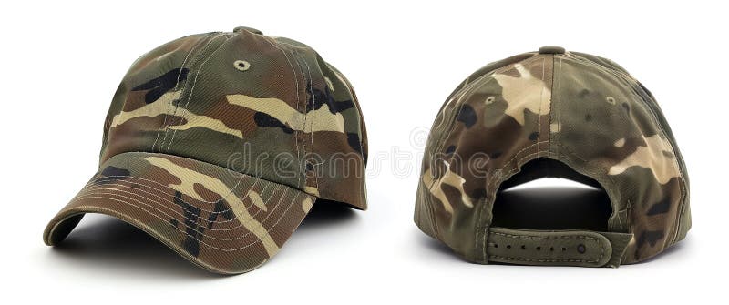 Camouflage Baseball Cap Side and Back View Isolated on White Stock ...