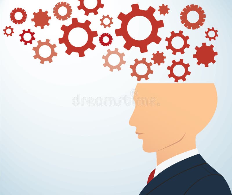 Side Businessman Head with Gears Icon Vector. Stock Vector ...