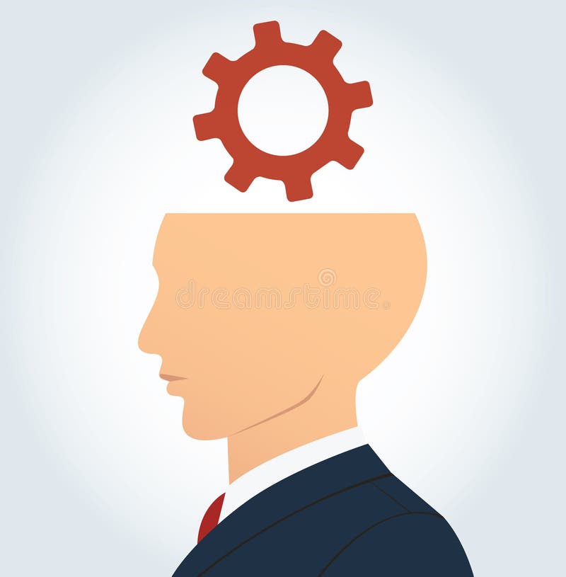 Side Businessman Head with Gears Icon Vector. Stock Vector ...