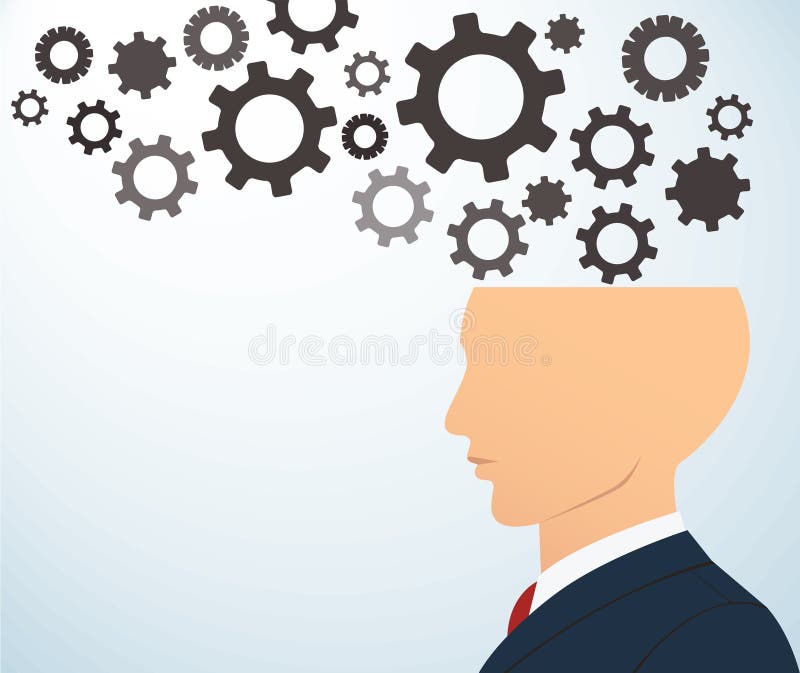 Side Businessman Head with Gears Icon Vector. Stock Vector ...