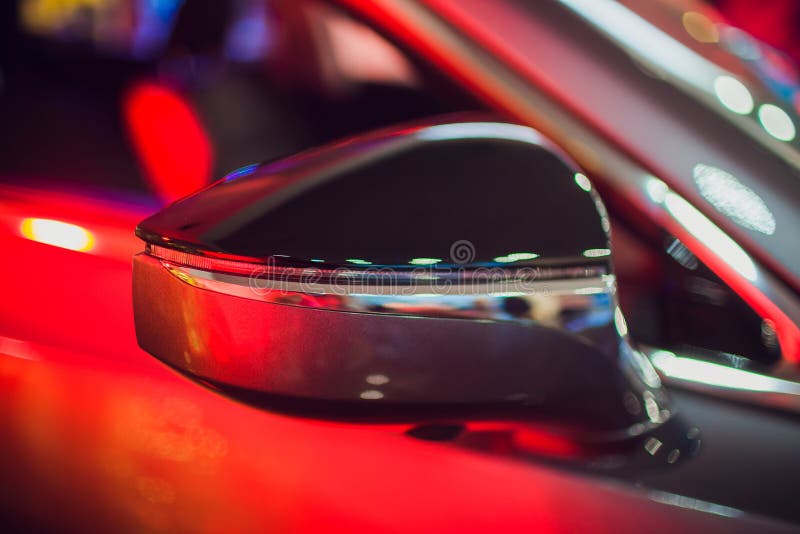 Side Car Mirror Close-up. Details of Silver Car. Stock Photo - Image of ...