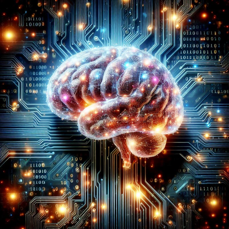 Side Close-up of an AI Brain Connected To a Computer - Artificial ...