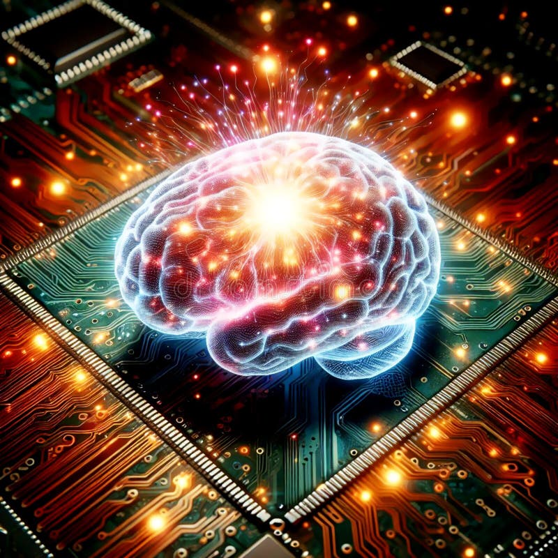 Side Close-up of an AI Brain Connected To a Computer - Artificial ...