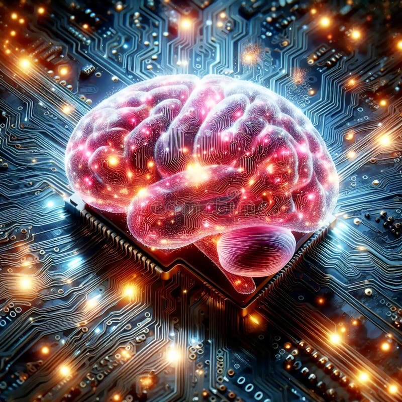 Side Close-up of an AI Brain Connected To a Computer - Artificial ...