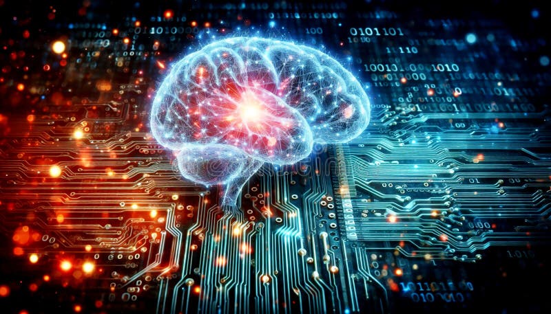 Side Close-up of an AI Brain Connected To a Computer - Artificial ...
