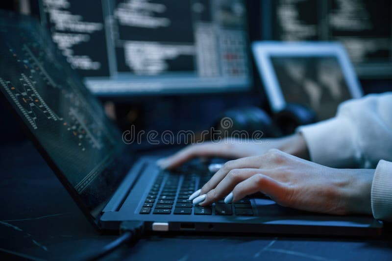 Side Close Up View of Female Hacker Hands, Typing on Keyboard Stock ... Side Close Up View of Female Hacker Hands, Typing on Keyboard Stock ...