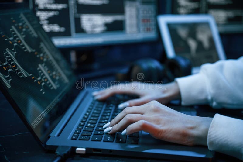 Side Close Up View of Female Hacker Hands, Typing on Keyboard Stock ... Side Close Up View of Female Hacker Hands, Typing on Keyboard Stock ...