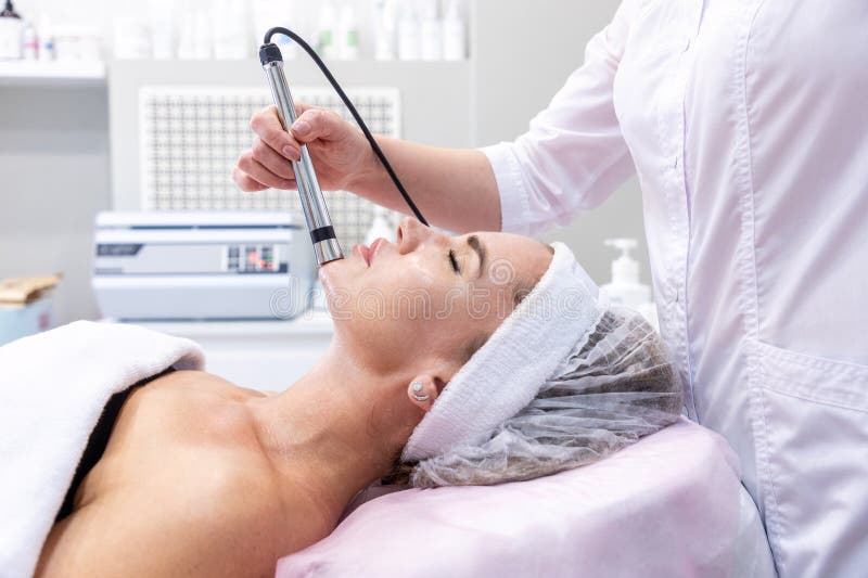 Side Close Up View Of Woman On Professional Mesotherapy Procedure