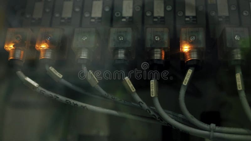Side Closeup View of Glowing Indicators of Server Hardware Stock Video ...