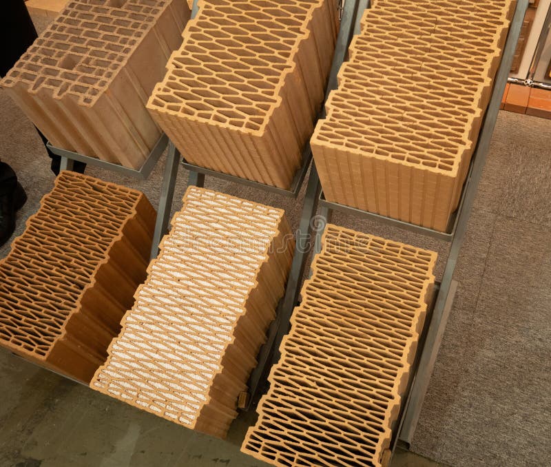 Side Closeup View on Modern Types of Building Red Brick with Different ...