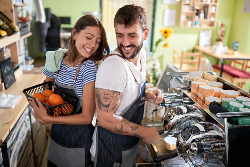 Side by Side Colleagues Enjoying at Work. Young People, Working ...