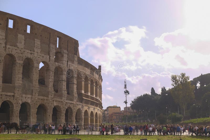Side of the Colosseum in Rome at Sunset Editorial Stock Image - Image ...