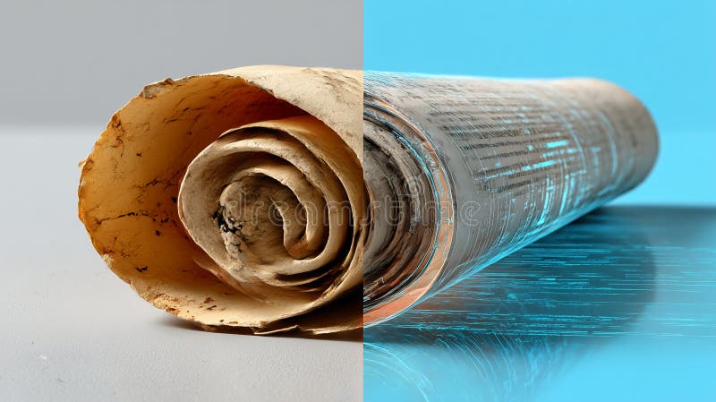 A Side-by-side Comparison of a Rolled Parchment on the Left and a ...
