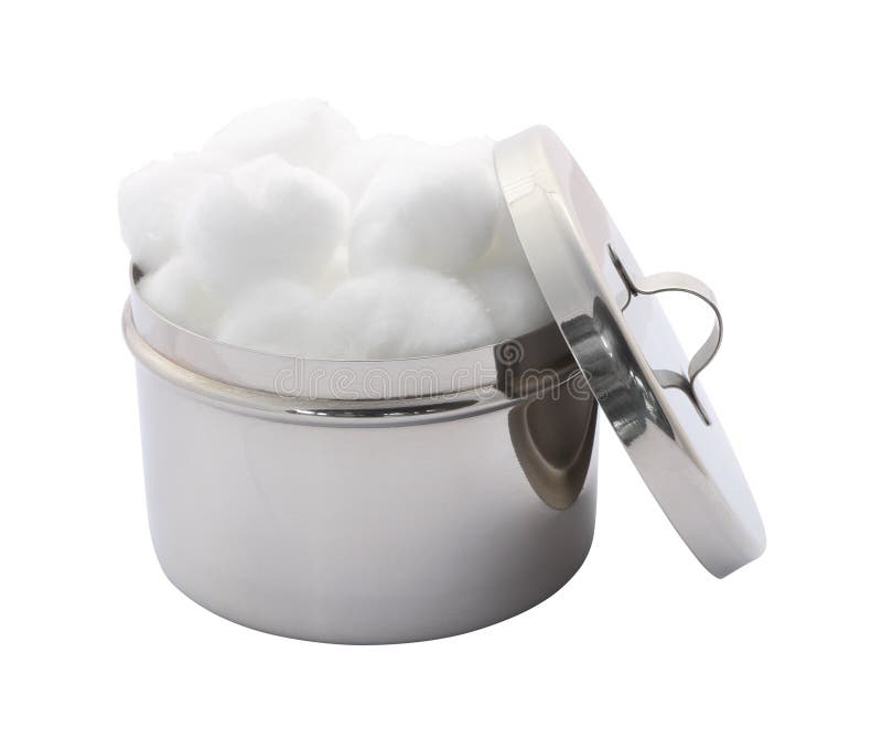 Side Cotton Wool Container and Cover Stock Photo - Image of isolated ...