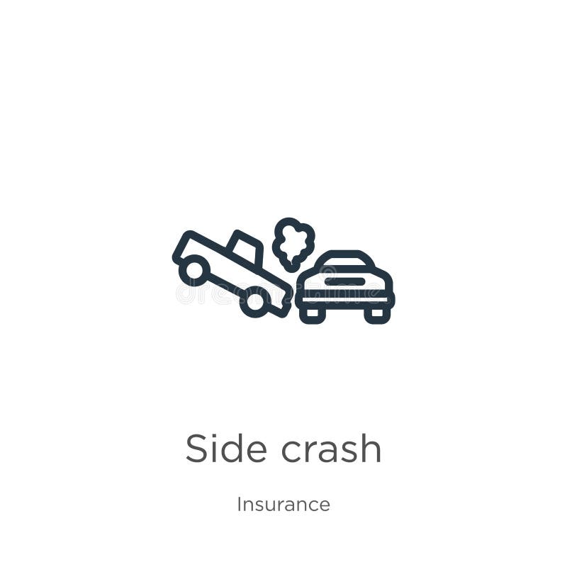 Side Crash Icon. Thin Linear Side Crash Outline Icon Isolated on White ...