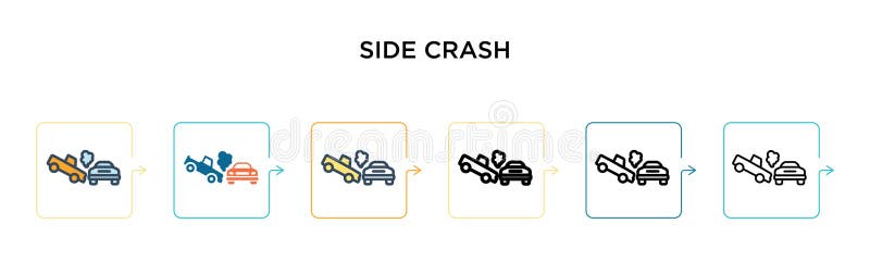 Side Crash Vector Icon in 6 Different Modern Styles. Black, Two Colored ...