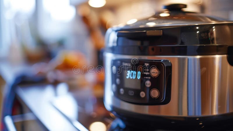 The Side of a Crockpot with a Timer Set and Buttons for Various Cooking ...