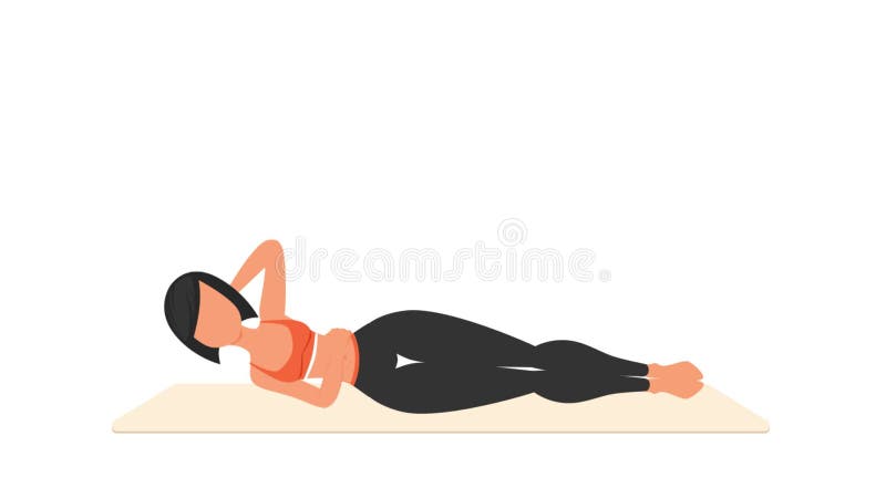 Side Crunches Exercise Tutorial. Female Workout on Mat Stock Video ...