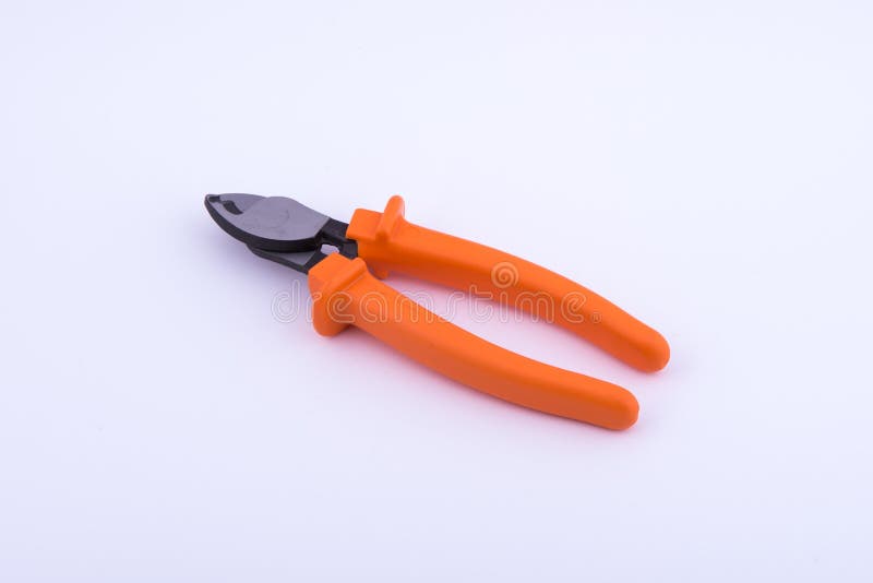 Side Cutter with Orange Plastic on White Background Stock Image - Image ...