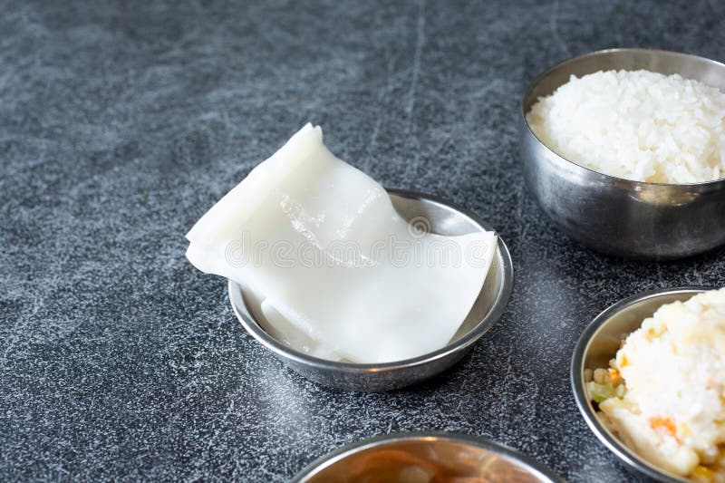 Side Dish of Korean Rice Paper Stock Image - Image of home, setting ...