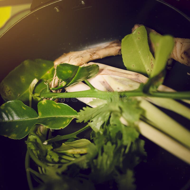 Side Dish for Making Salad or Tom Yum Stock Photo - Image of black ...