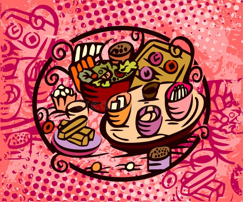 Side Dishes Food Illustration Stock Vector - Illustration of dessert ...