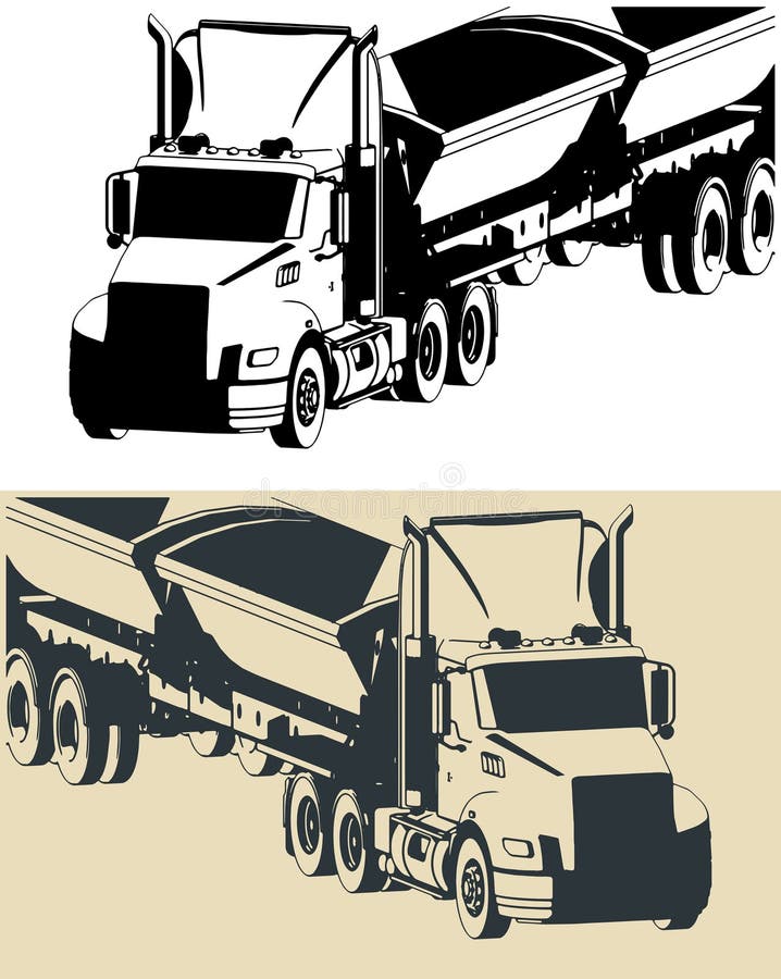 Side dump trailer close up stock vector. Illustration of dump - 300015648