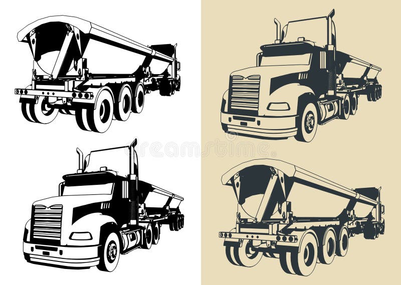 Side dump trailer stock vector. Illustration of vector - 300015651