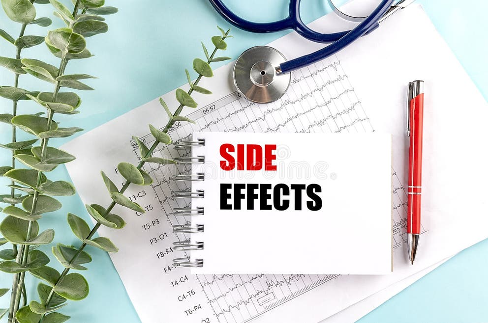 Side Effects Text on Notepad with Stethoscope, ECG Printout, Red Pen ...