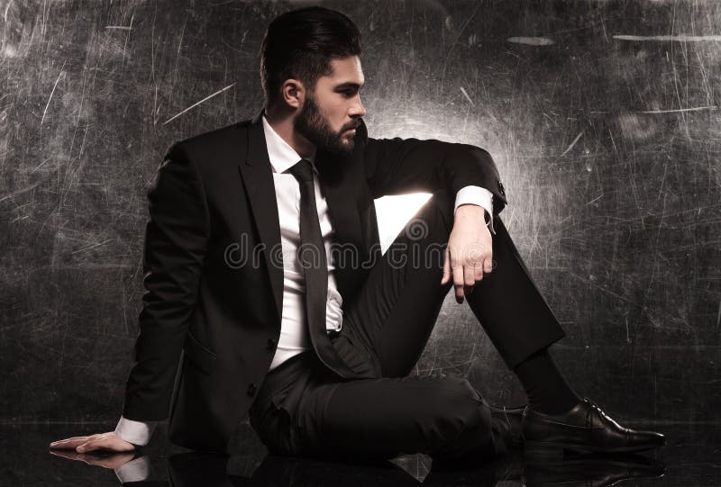 Side of an Elegant Business Man in Black Suit Stock Image - Image of ...