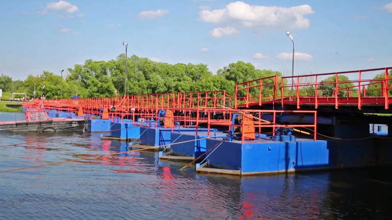 Side Elevation View of the Pontoon Bridge at Sunny Stock Footage ...