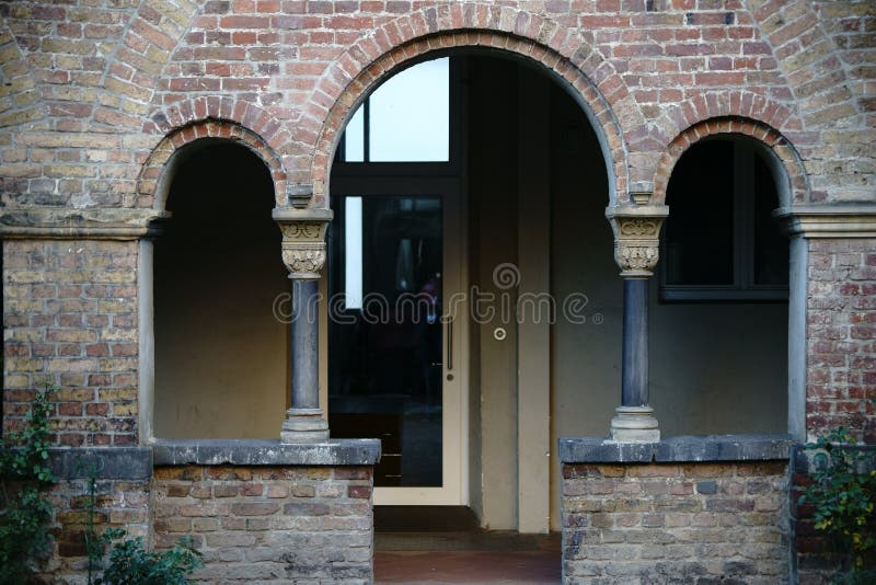 Side entrance with columns stock image. Image of building - 82854507