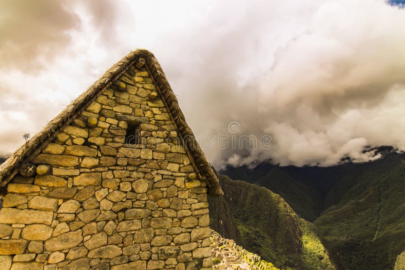 Side of an Inca Building with Trapezoidal Window in Machu Picchu Stock ...