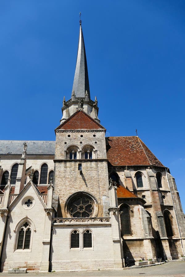 The Side Facade and the Apse of the Notre-Dame Church of Auxonne Stock ...