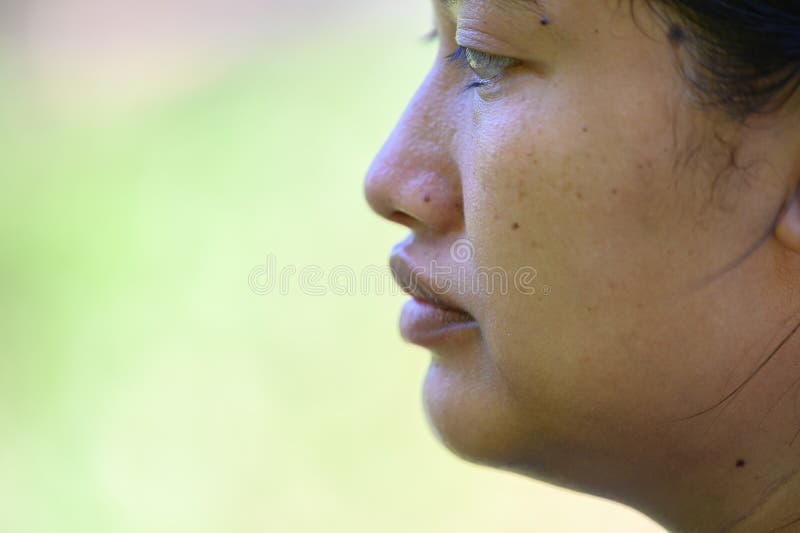 Side Face of Asian Woman No Makeup Stock Photo - Image of studio, clear ...