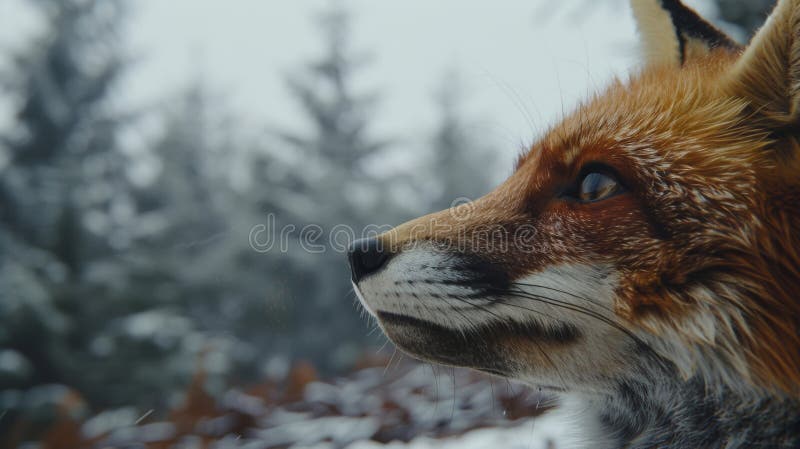 Side Fox Face with Snow Background Stock Illustration - Illustration of ...