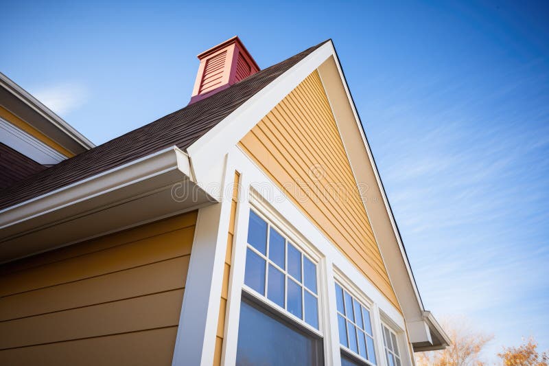 Side Gable Roof on a Brown Cape Cod House Stock Photo - Image of ...