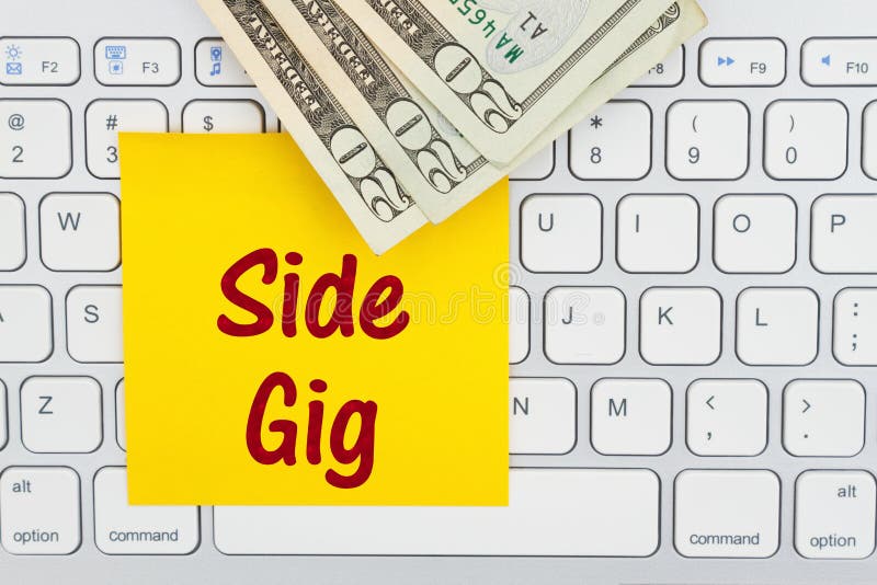 Side Gig Message with Money on a Keyboard with Sticky Note Stock Image ...